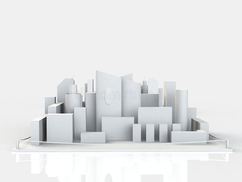 Architectural 3D Model Miniature Downtown Perspective Stock ...
