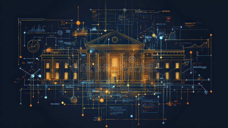 Architectural Data Concept with Historical Elements Stock Illustration ...