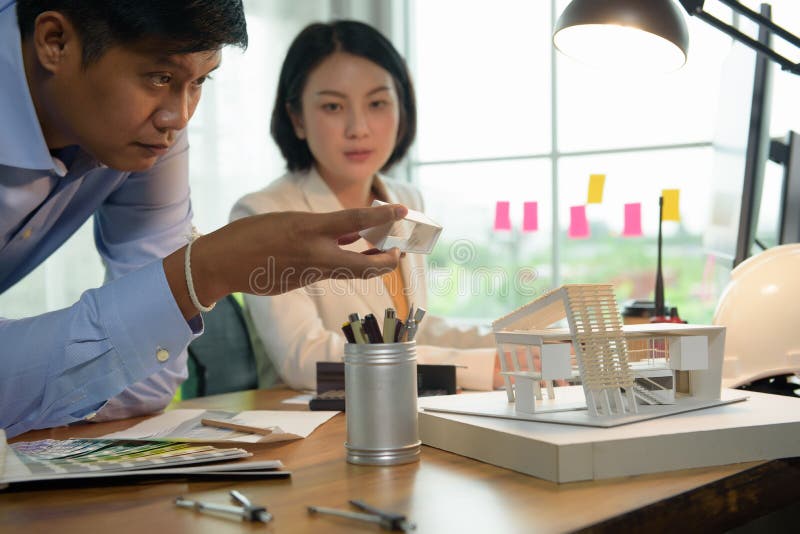 Architectural Design and Building Planning Work Stock Image - Image of ...