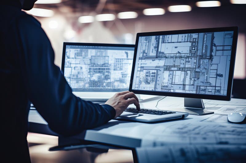 Architectural Design on Computer Stock Illustration - Illustration of ...