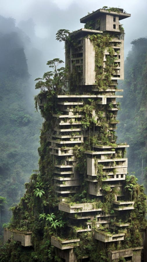 Landscape of an Abandoned Brutalist Building Structure Built on ...