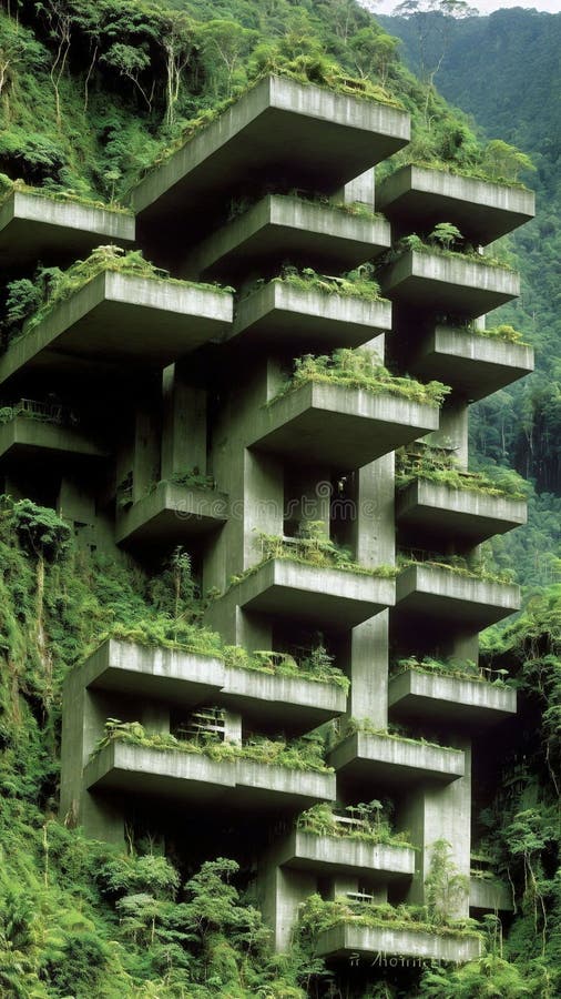 Landscape of an Abandoned Brutalist Building Structure Built on ...