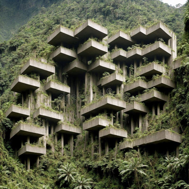 Landscape of an Abandoned Brutalist Building Structure Built on ...