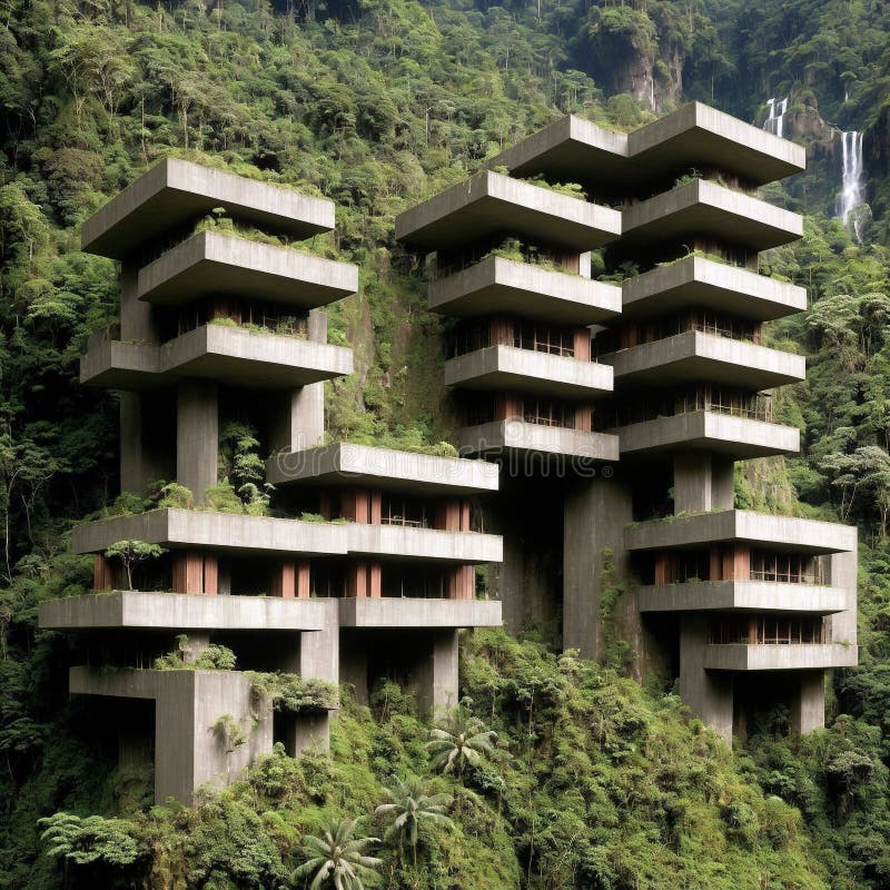 Landscape of an Abandoned Brutalist Building Structure Built on ...