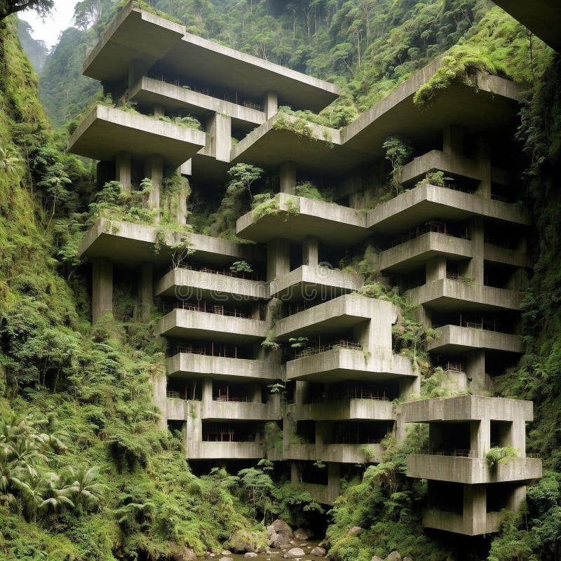 Landscape of an Abandoned Brutalist Building Structure Built on ...