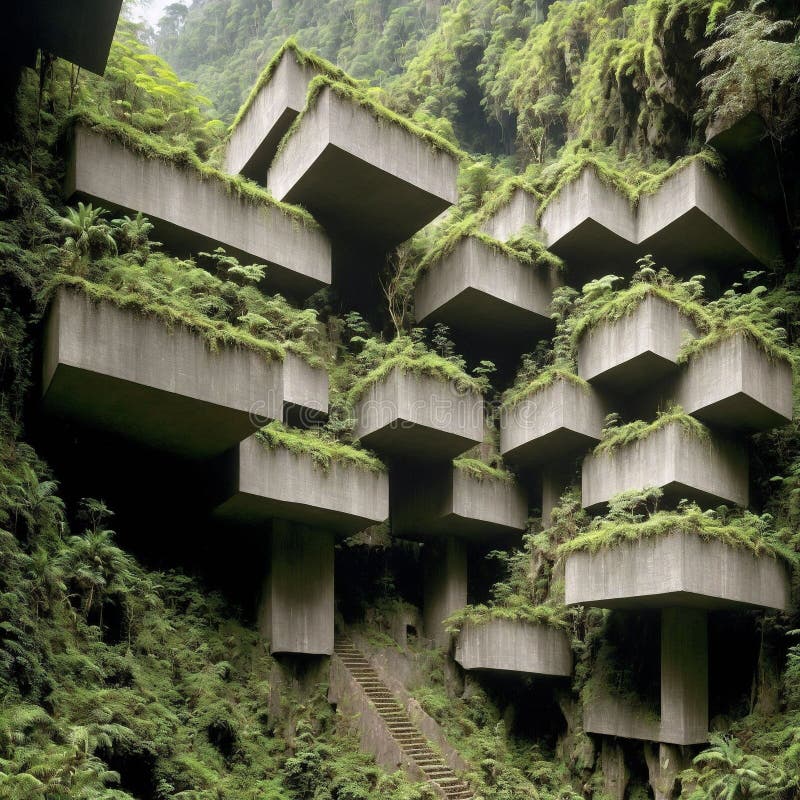 Landscape of an Abandoned Brutalist Building Structure Built on ...