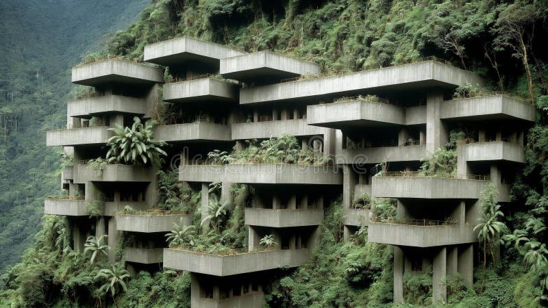 Landscape of an Abandoned Brutalist Building Structure Built on ...