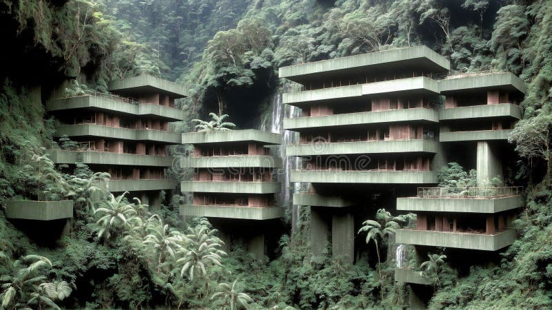 Landscape of an Abandoned Brutalist Building Structure Built on ...
