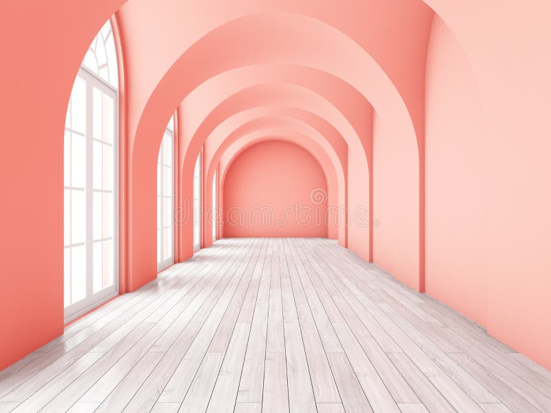 Architectural Design of Corridor in Coral Style Stock Illustration ...