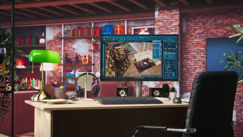 Architectural Design 3D Modeling Program on PC Screen Stock Video ...