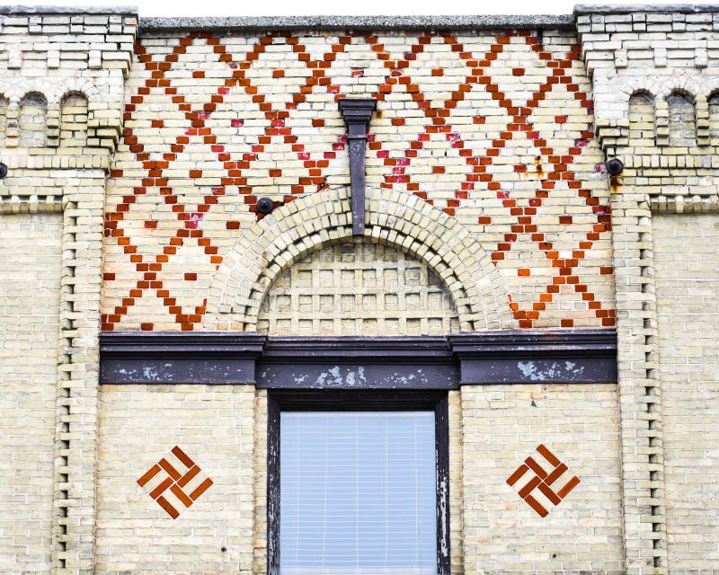 Red Diamond Brick Architecture with Archway Stock Image - Image of ...