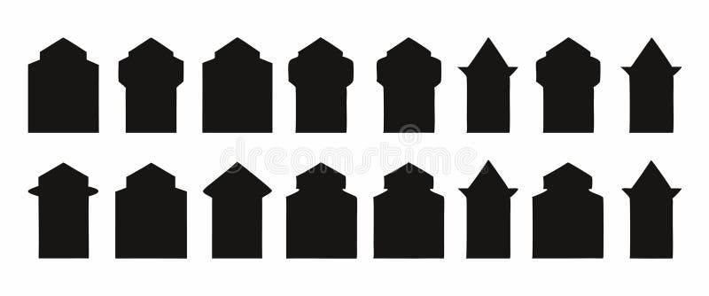 Architectural Design Elements Fence Post Top Silhouettes Black Vector ...