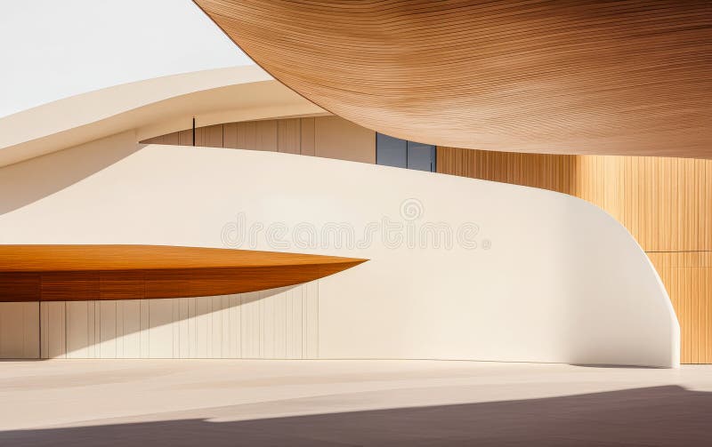 Architectural Design Featuring Curved Structures and Wooden Elements in ...