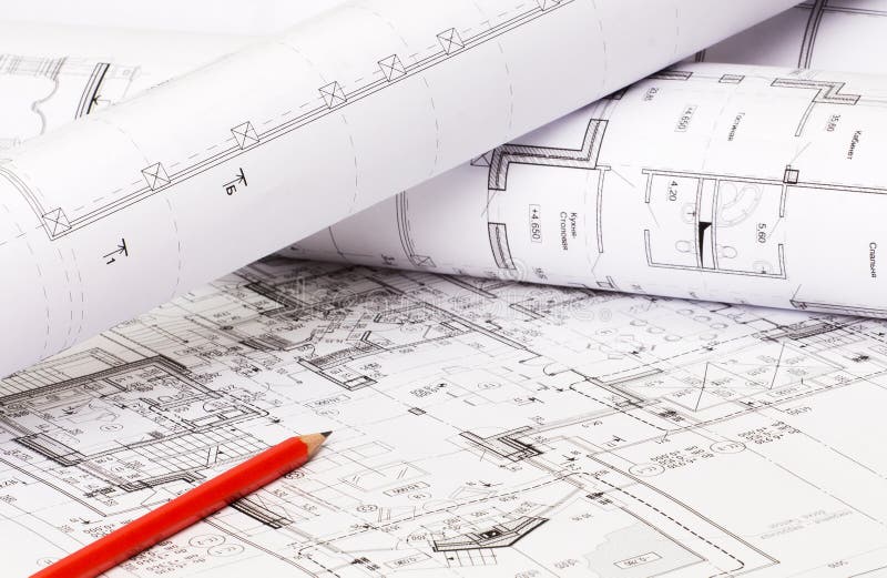 The Architectural Design of the House on Paper Stock Photo - Image of ...