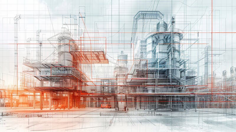 Architectural Design of an Industrial Complex Stock Illustration ...