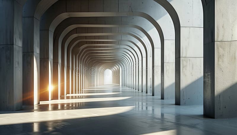 Architectural Design of Modern Concrete Hall. Stock Illustration ...