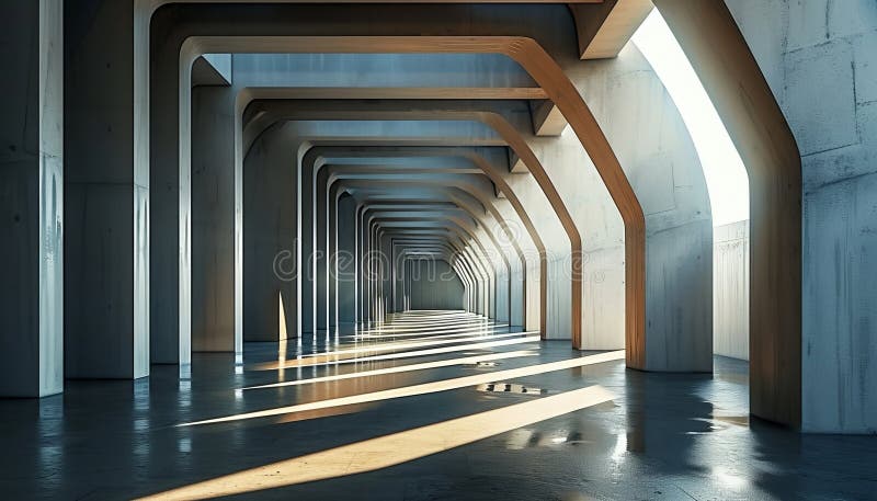 Architectural Design of Modern Concrete Hall. Stock Illustration ...