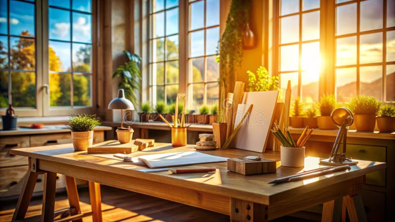 Architectural Design Process Unveiled a Sunlit Studio Silhouette Stock ...