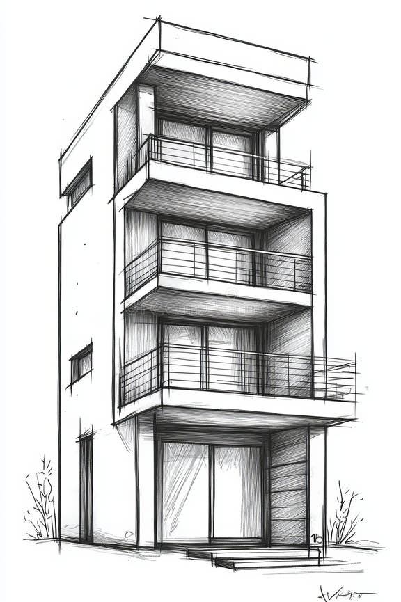 Architectural Design Represented in Three Dimensions Using Line Art ...