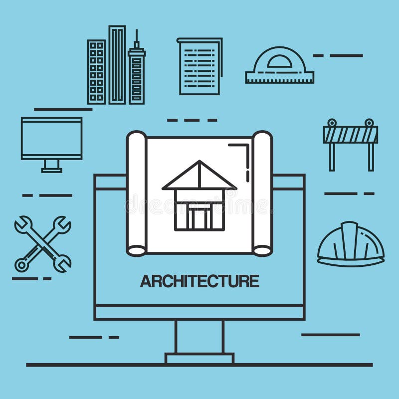 Architectural Design Set Icons Stock Vector - Illustration of graphic ...