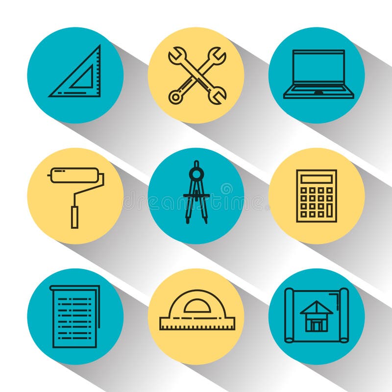 Architectural Design Set Icons Stock Vector - Illustration of ...