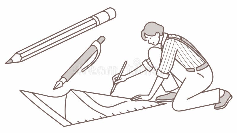 Architectural Designer Sketching Plans with Tools on a Table, Vector Design Generative AI Stock ...