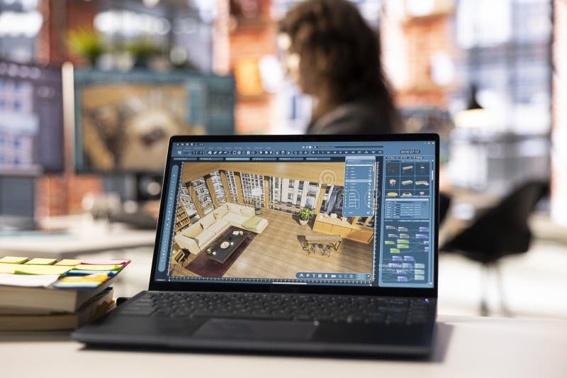 Architectural Designer Works on a Digital Home Design Project Stock ...