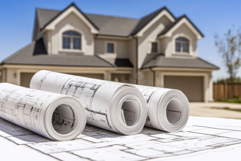 Architectural Designs and Old Photographs are Spread Out on a Table ...