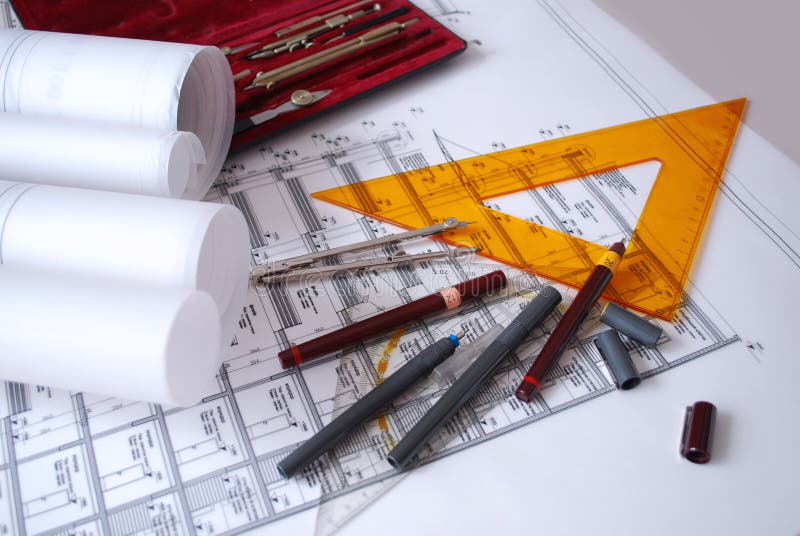 Architectural desk stock image. Image of artificial, construction ...