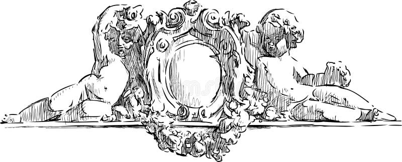 Architectural Detail with Angels Stock Vector - Illustration of hand ...