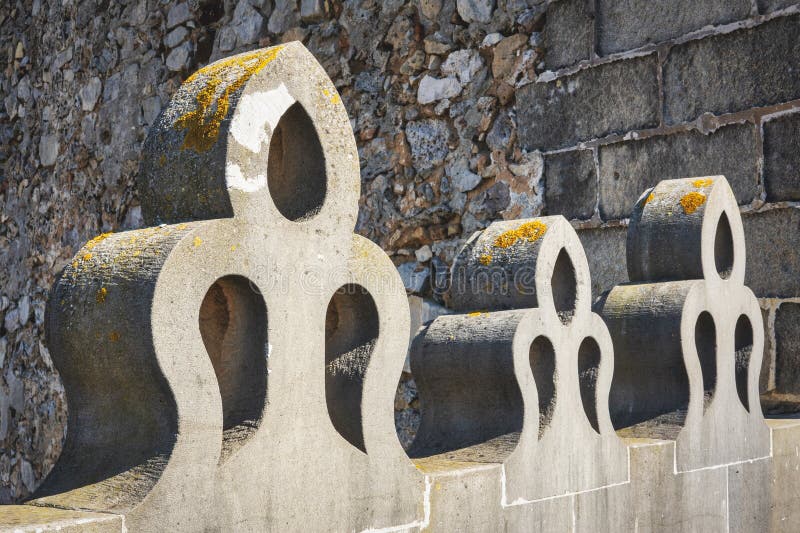 Architectural Detail in the Battlement of a Castle Stock Image - Image ...