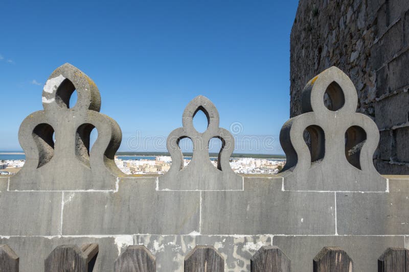 Architectural Detail in the Battlement of a Castle Stock Image - Image ...
