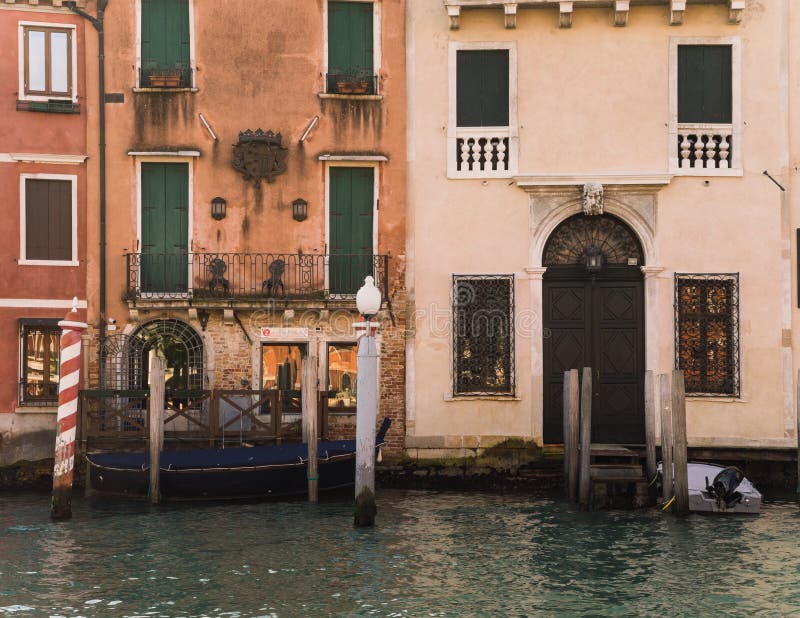 Architectural Detail of a Building by a Canal in Venice, Italy Stock ...