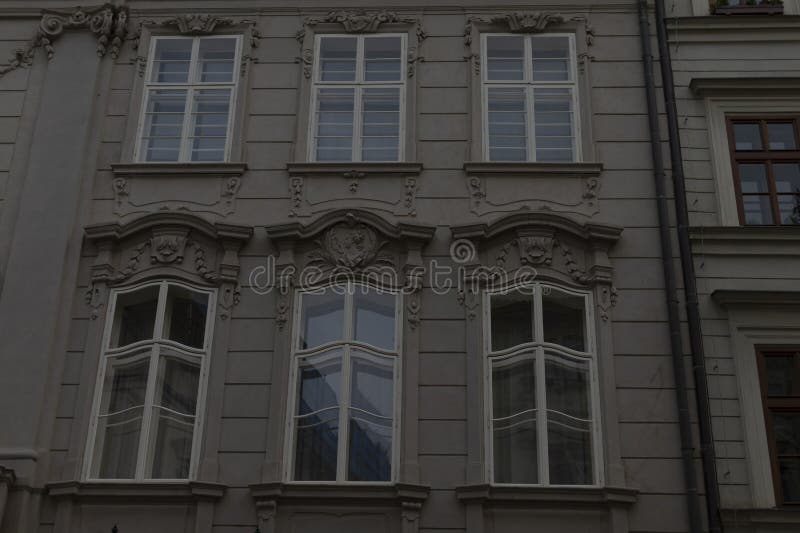 Architectural Detail of Historical Building Facade with Windows Stock ...