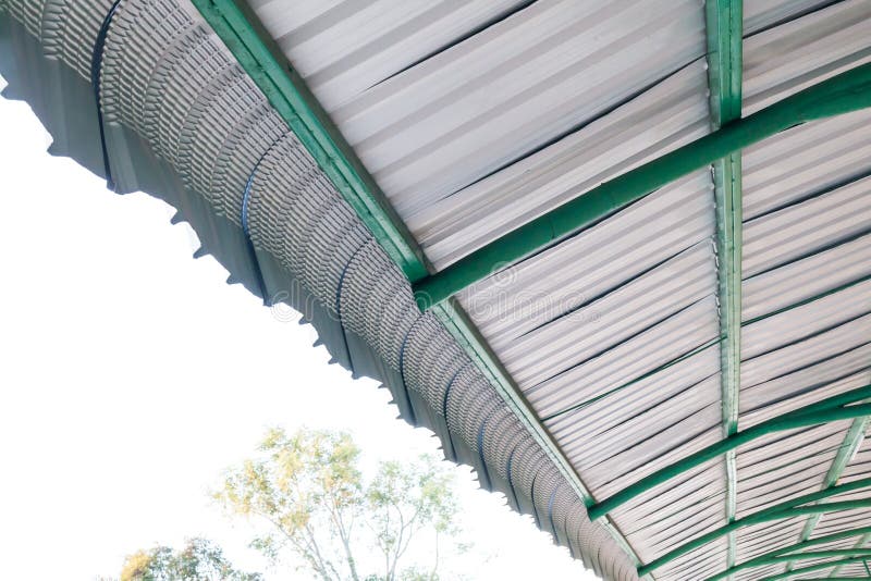 Architectural Detail of Metal Roofing on Commercial Construction Stock ...
