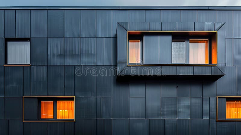 Architectural Detail of a Modern Facade with Overlapping Panels Stock ...