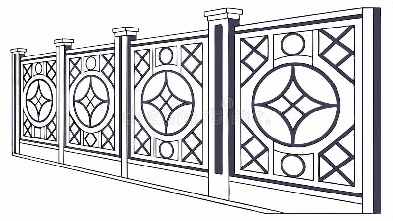 Architectural Detail of Ornate Railing with Geometric Patterned Panels ...