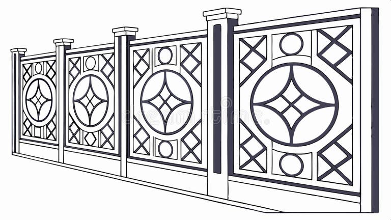 Architectural Detail of Ornate Railing with Geometric Patterned Panels ...