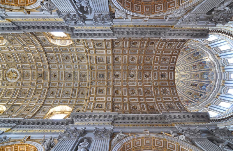 Architectural Detail Of St Peters Basilica Ceiling Editorial Photo ...