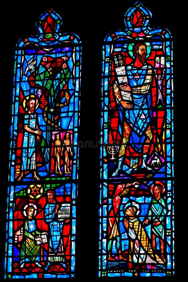 Triple Stained Glass Window Stock Image - Image of glass, window: 7345735