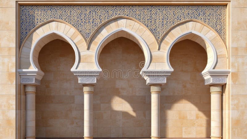 Architectural Detail of Three Ornate Arches and Columns Stock ...