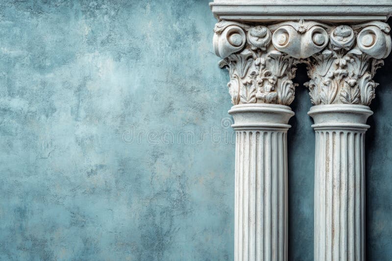 Architectural Detail of Two White Columns Supporting a Stone Lintel on ...