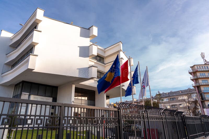 Architectural Detail from a White Modern Concrete Building with ...