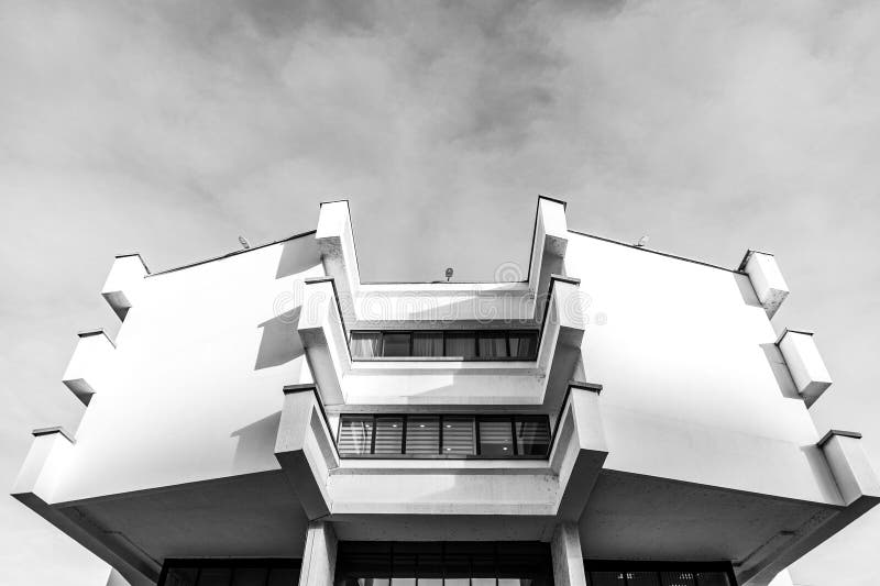 Architectural Detail from a White Modern Concrete Building with ...