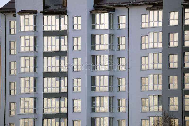 Architectural Details of Modern High Apartment Building Facade with ...