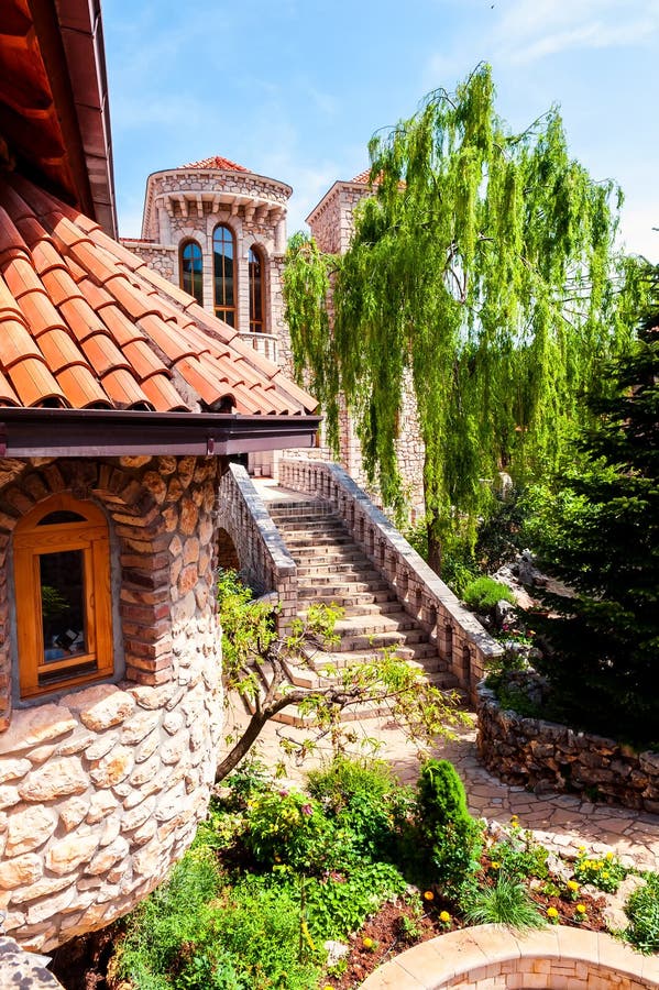 Architectural Details of the Stone Castle in Mediterranean Style Stock ...