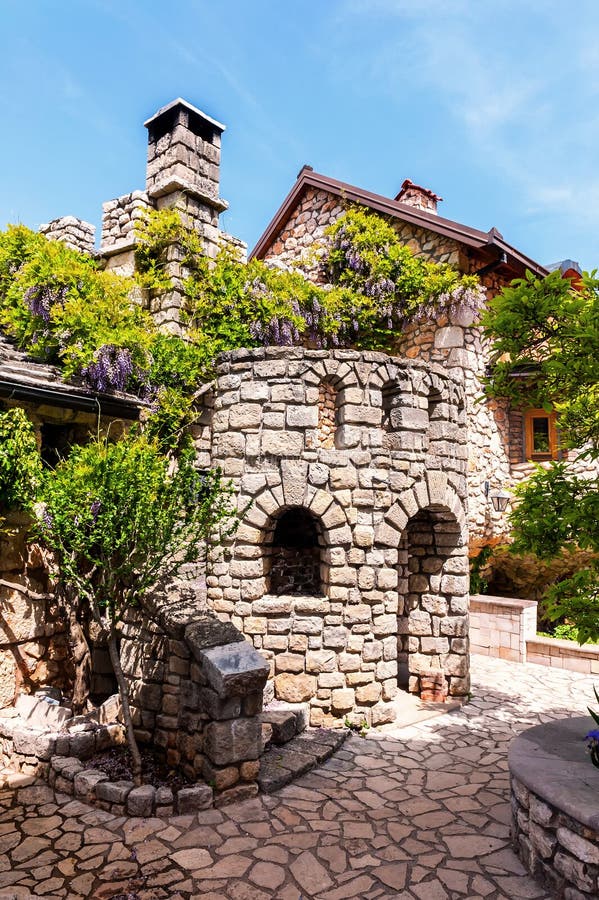 Architectural Details of the Stone Castle in Mediterranean Style Stock ...