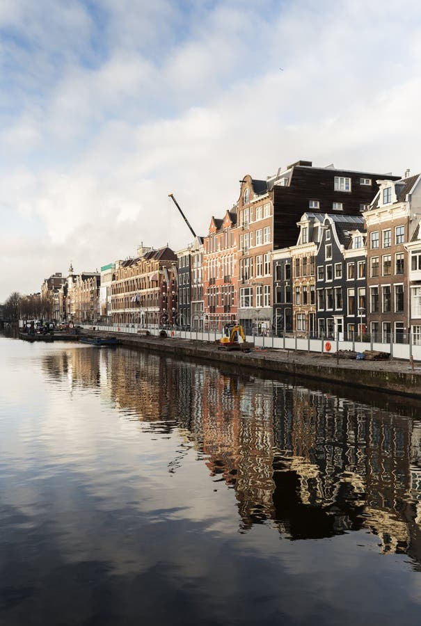 Architectural Development Along Amsterdam Canal Stock Image - Image of ...