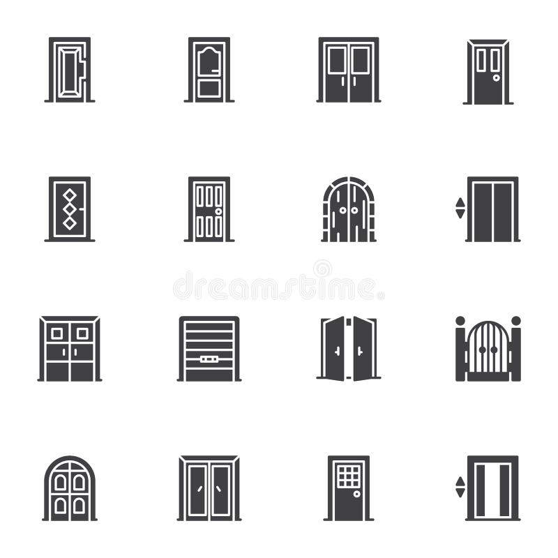 Architectural Doors Vector Icons Set Stock Vector - Illustration of ...