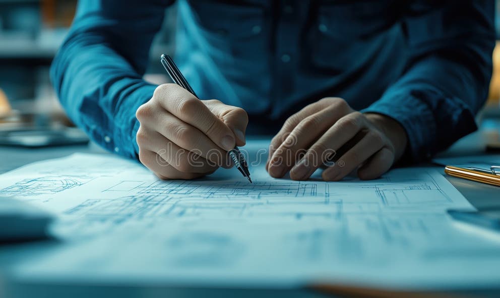 Architectural Drafting and Design Process with Detailed Blueprints and ...